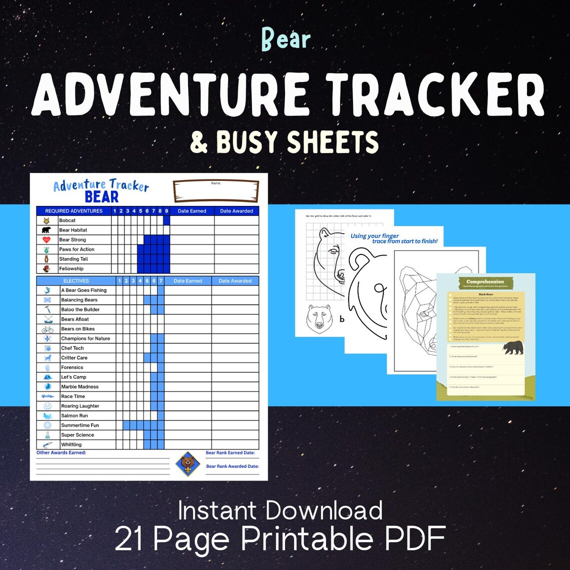 Bear Adventure Tracker & Busy Sheets - Etsy