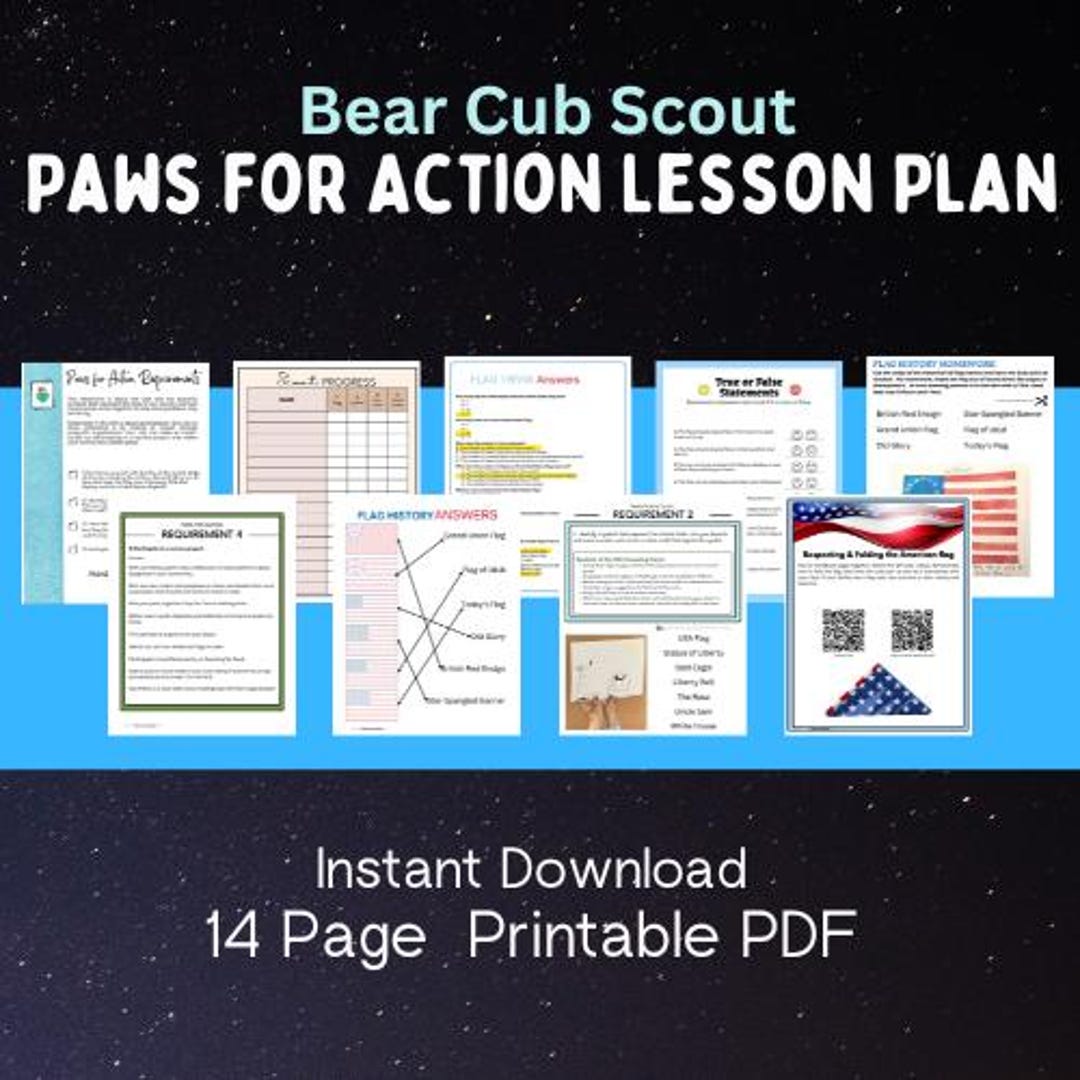 Cub Scout Bear Paws for Action Merit Badge Lesson Plan - Etsy