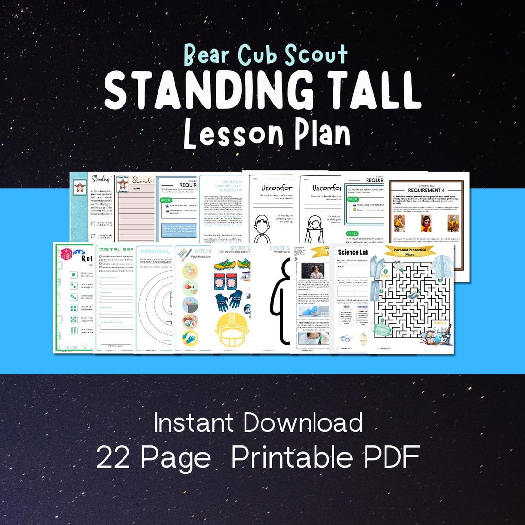 Bear Cub Scouts Standing Tall Lesson Plan - Etsy