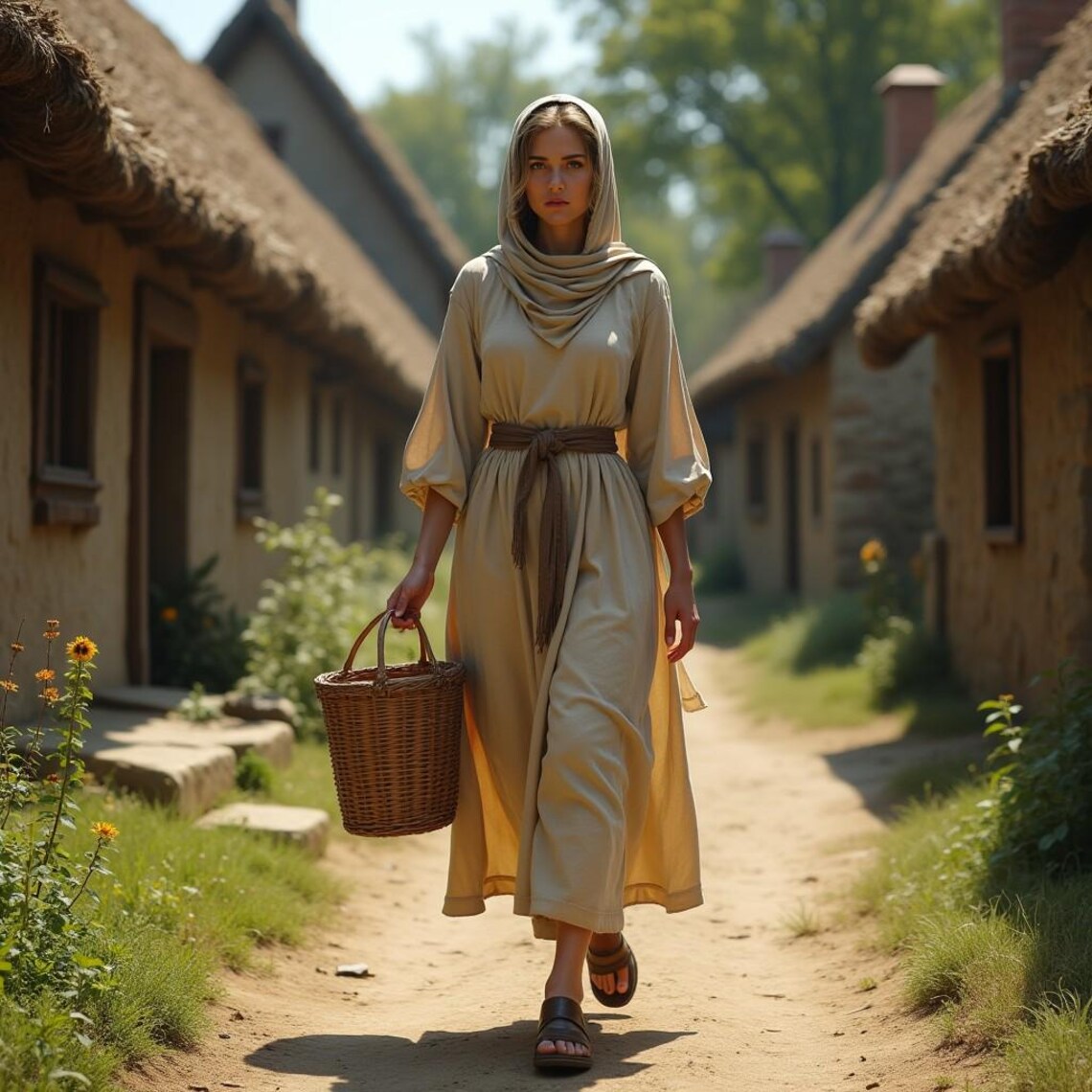 Medieval Peasant Dress | Renaissance Cottagecore Gown | Rustic Linen ...