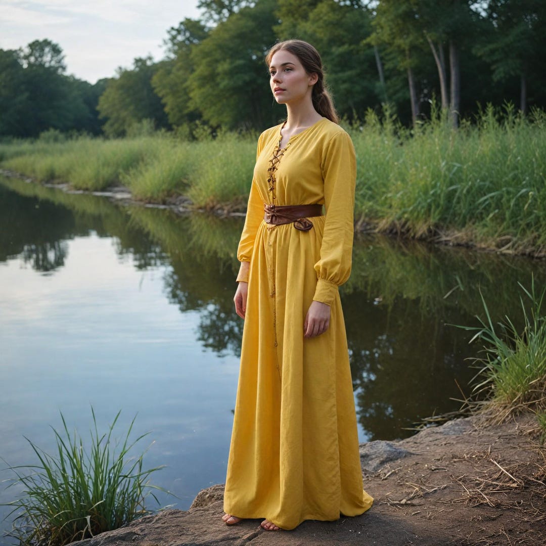 Medieval Women's Yellow Dress | Viking-inspired Tunic for Women's ...