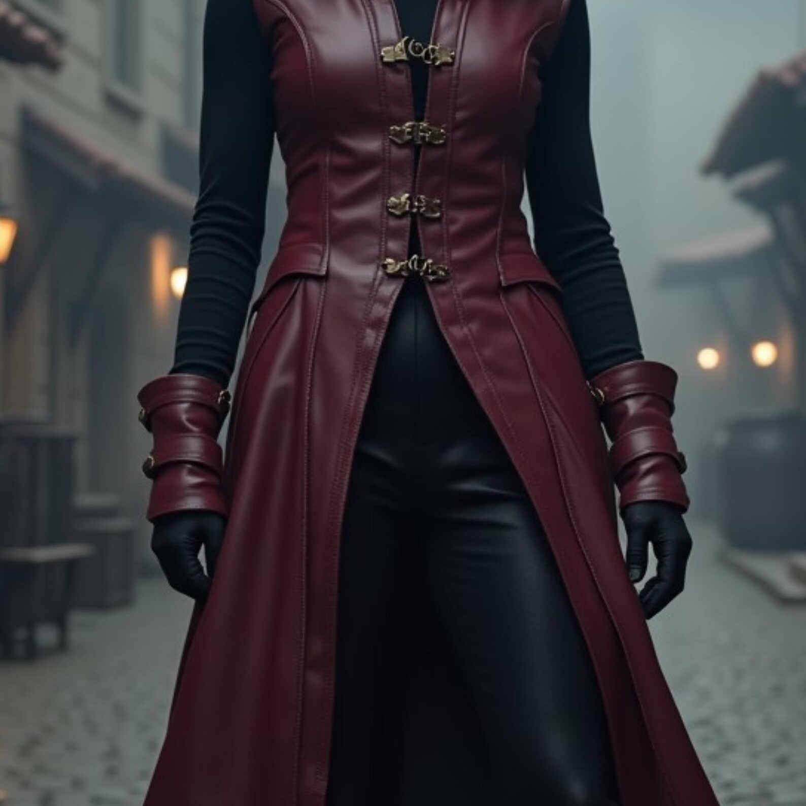 Burgundy Hooded Vest Coat | Women's Medieval Leather Armor |renaissance Assassin Costume | LARP ...