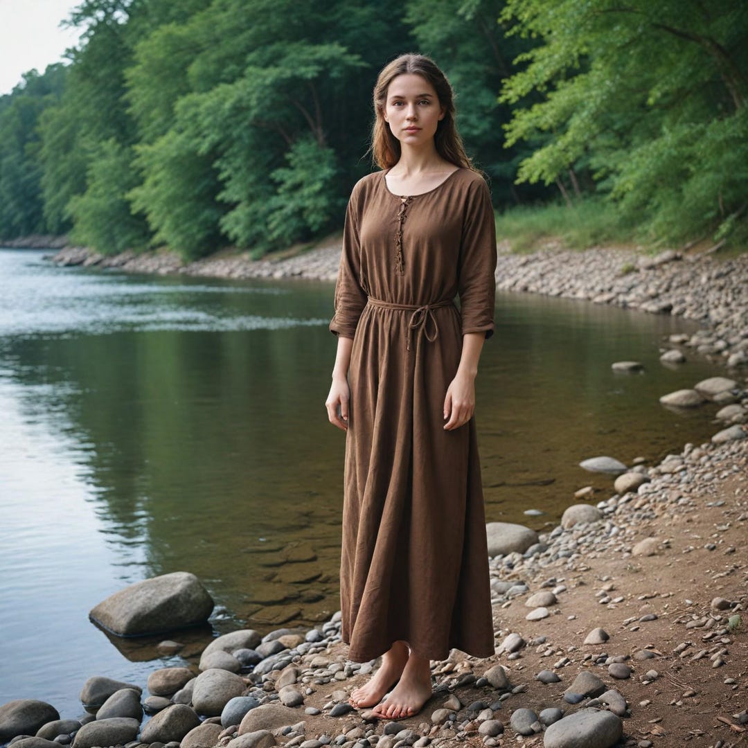 Brown Long Sleeve Maxi Dress | Rustic Boho Tunic Gown | Women’s Belted ...