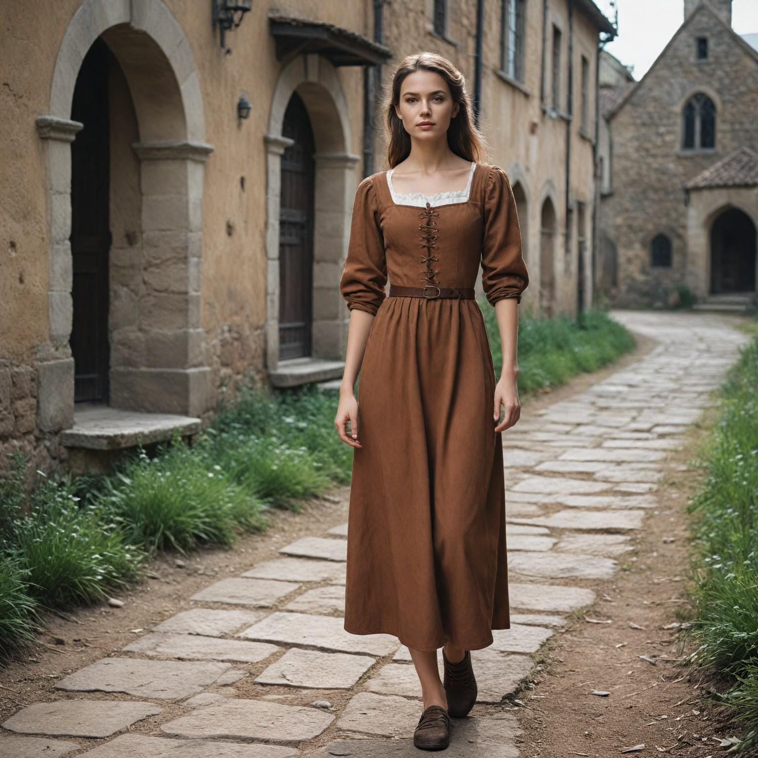 Women's Brown Medieval Dress | Renaissance Dress With Lace-up Bodice ...