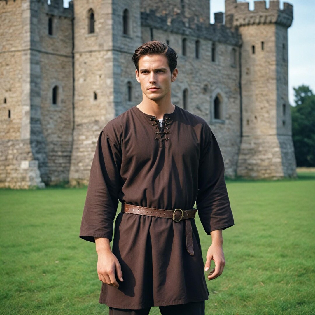 Brown Medieval Tunic for Men's | Vikings Lace-up Front Tunic | Long ...