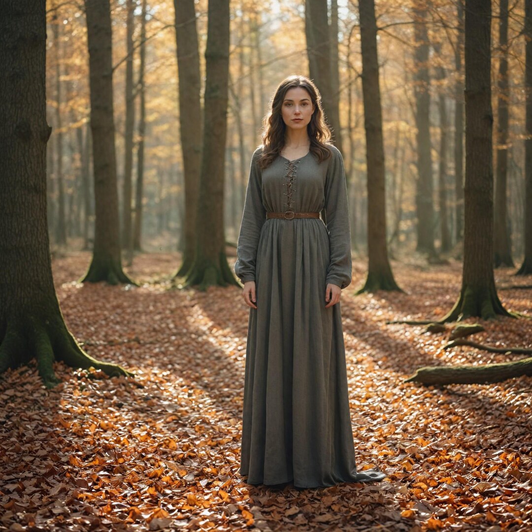 Medieval Gray Long Dress | Rustic Renaissance Gown for Her | Women’s ...