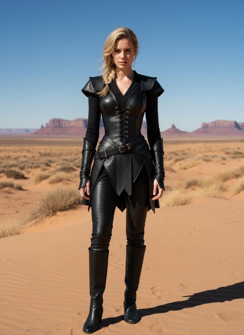 Black Leather Warrior Outfit With Corset Bodice and Pants - Etsy