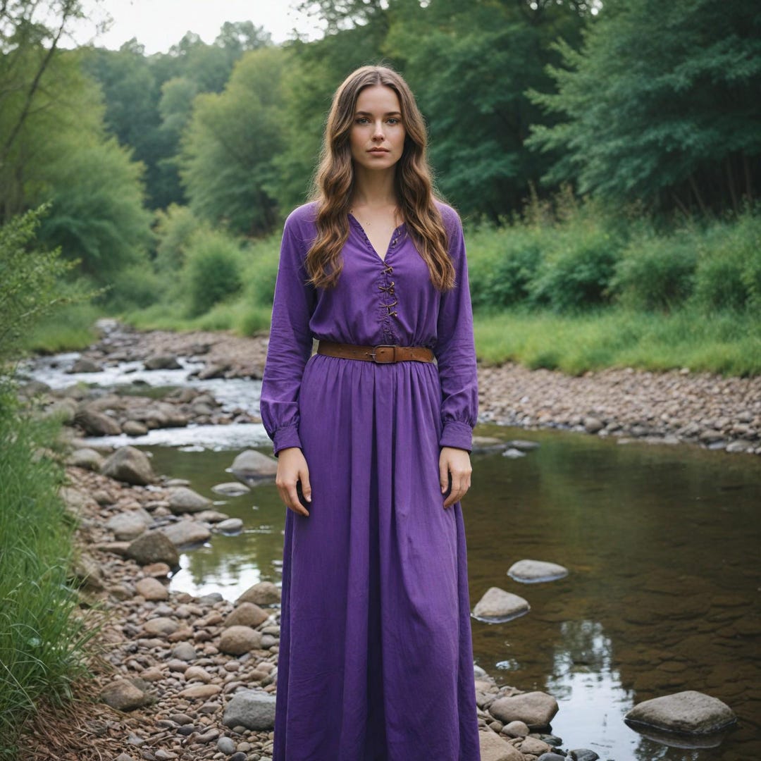 Medieval Purple Dress for Women's | Minimalist Long Tunic for Her ...