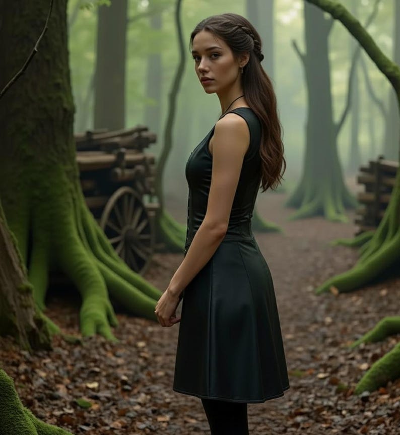 Women's Black Leather LARP Warrior Dress – Renaissance Corset Tunic for ...