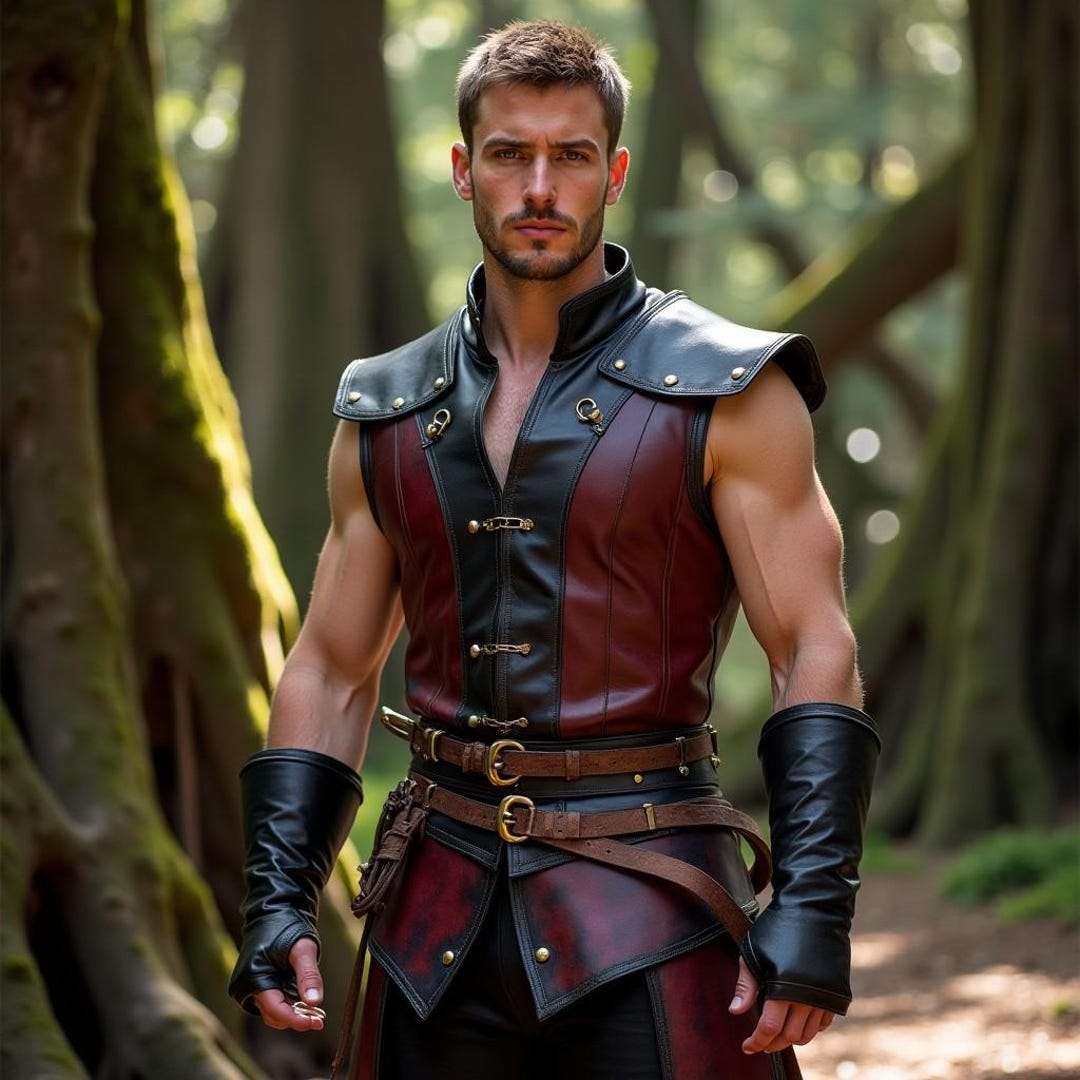 Sleeveless Leather Warrior Vest | Red and Black Fantasy Armor Costume ...