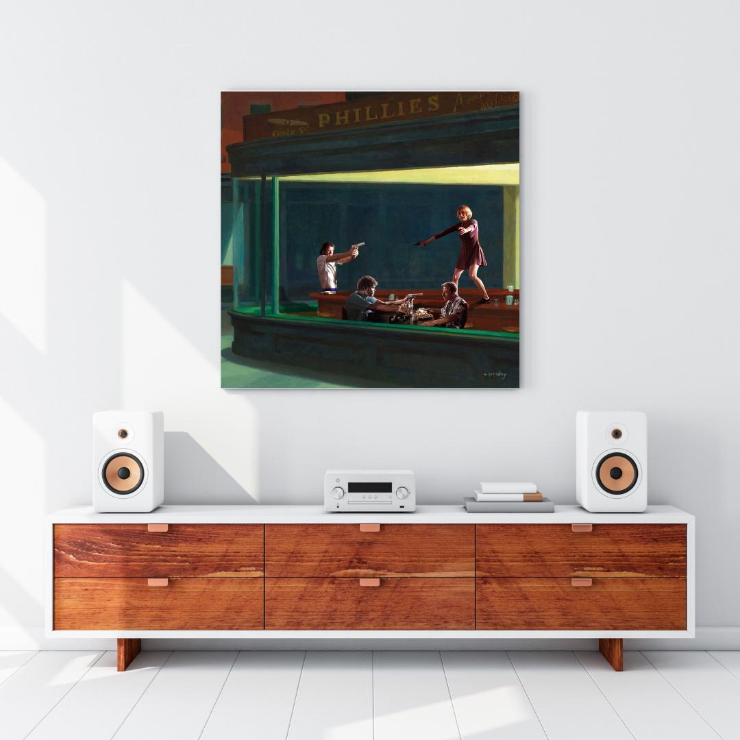 Nighthawks by Edward Hopper Painting Pulp Fiction Parody Print, Fun ...