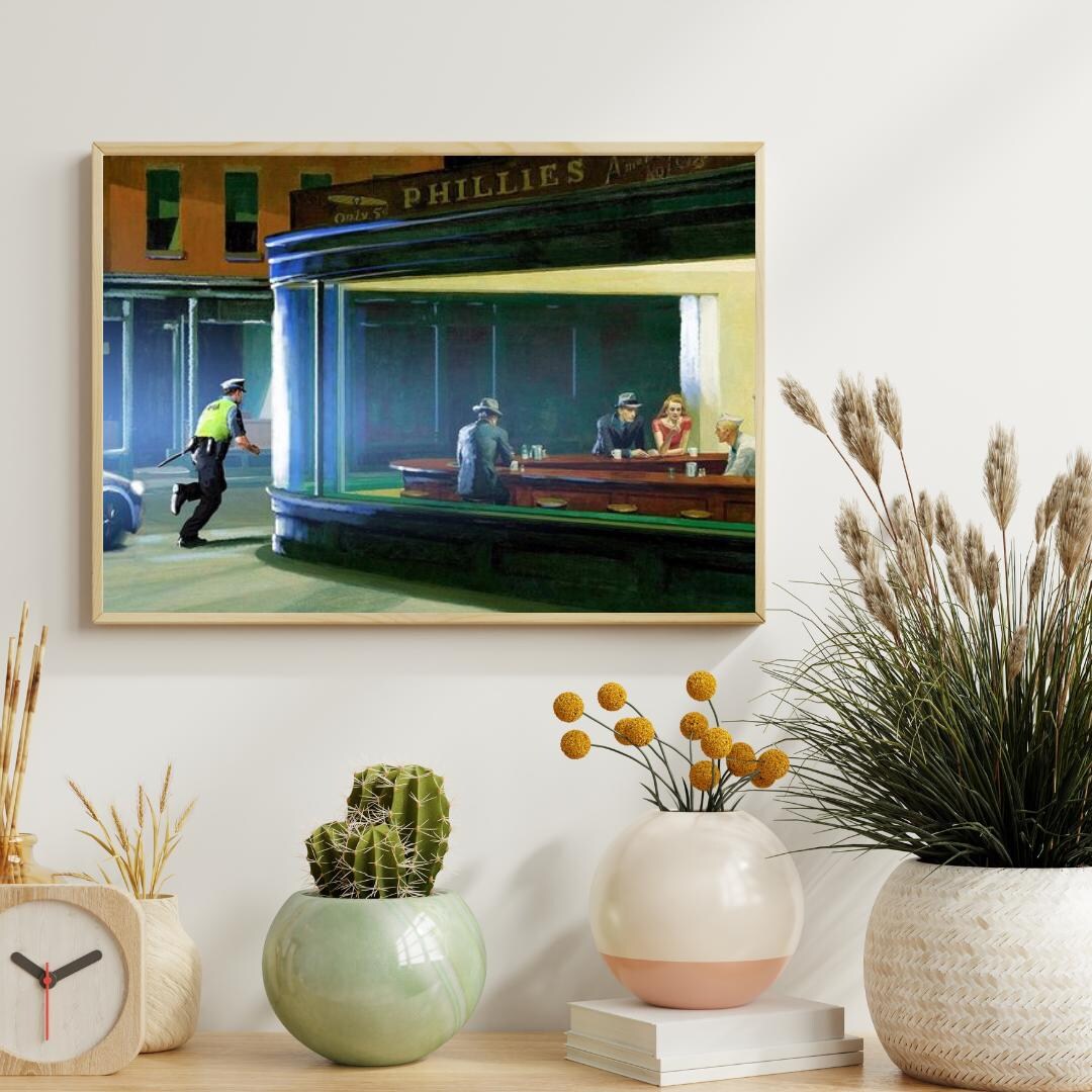 Nighthawks Parody Canvas Print, Running Cops, Edward Hopper Style - Etsy UK
