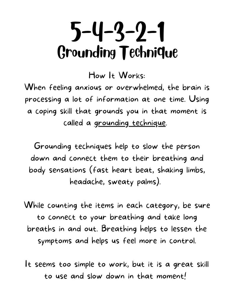 5-4-3-2-1 Grounding Technique - Etsy