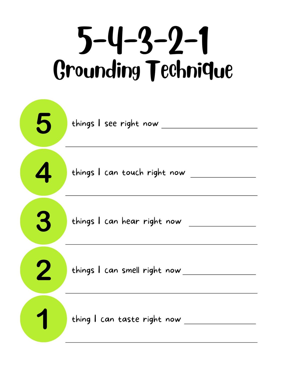5-4-3-2-1 Grounding Technique - Etsy