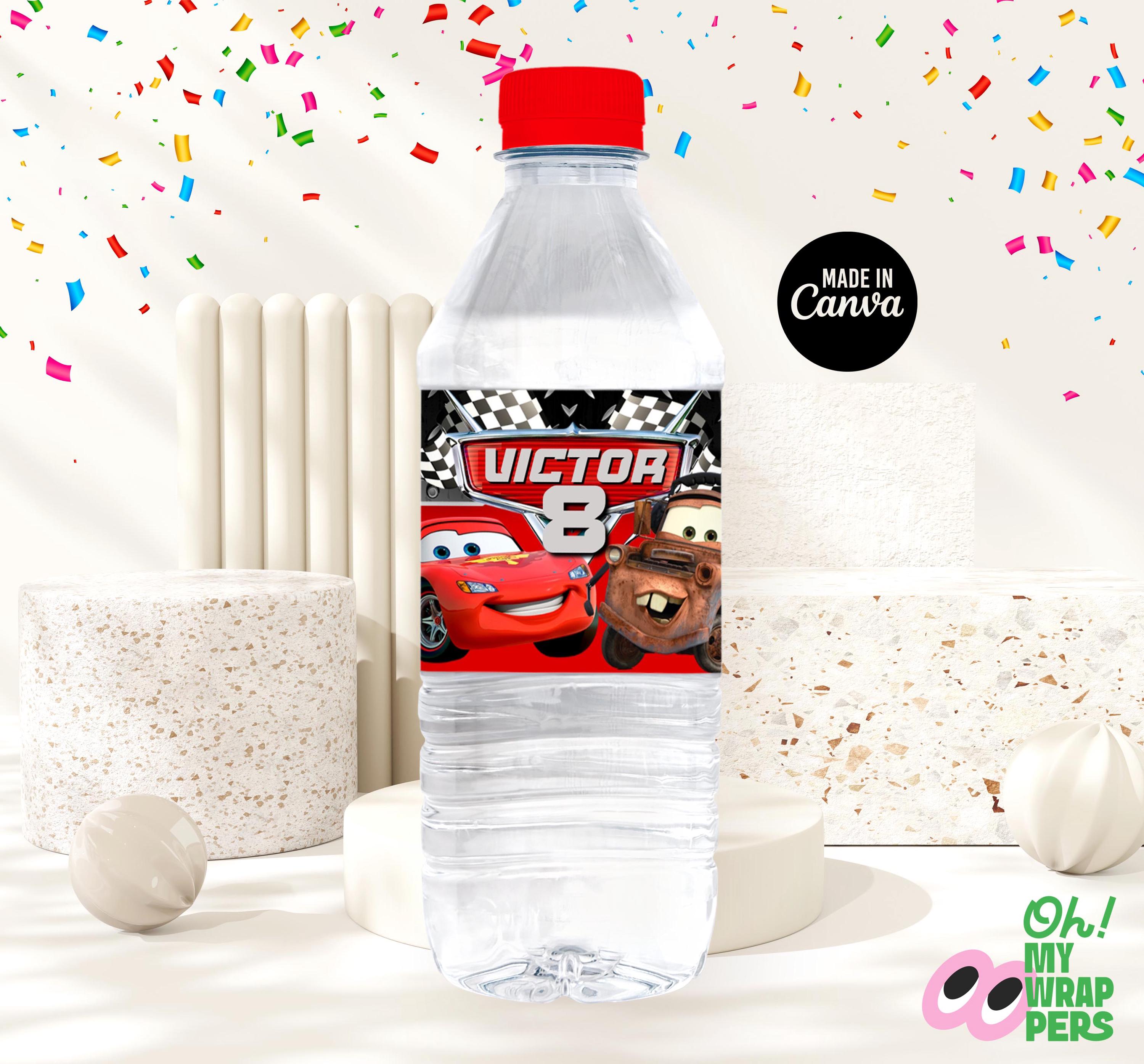 Etiqueta para botella de agua de Cars Plantilla Rayo McQueen Etiqueta ...