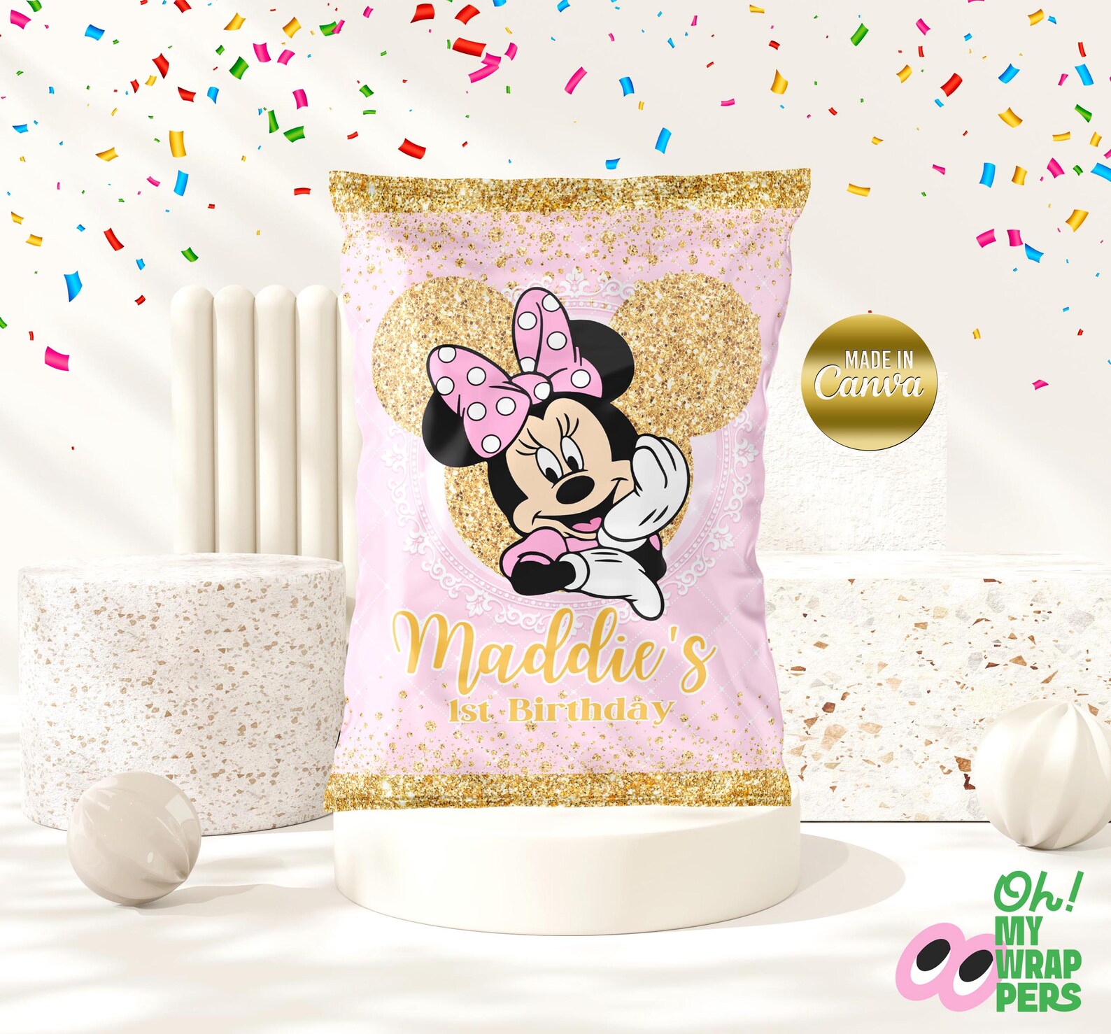 Minnie Gold Kids Chip Bag Label Kids Chip Bag Kids Chip Template Kids ...
