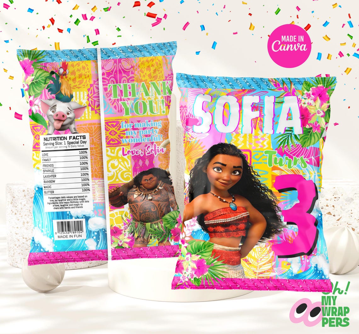 Moana Kids Chip Bag Label Kids Chip Bag Kids Chip Template Kids Chip ...