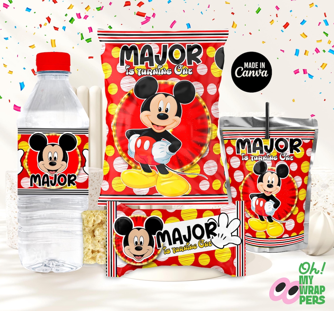 Mickey Mouse Polka Dots Bundle Kit Kids Party Favors Template Kids Chip ...
