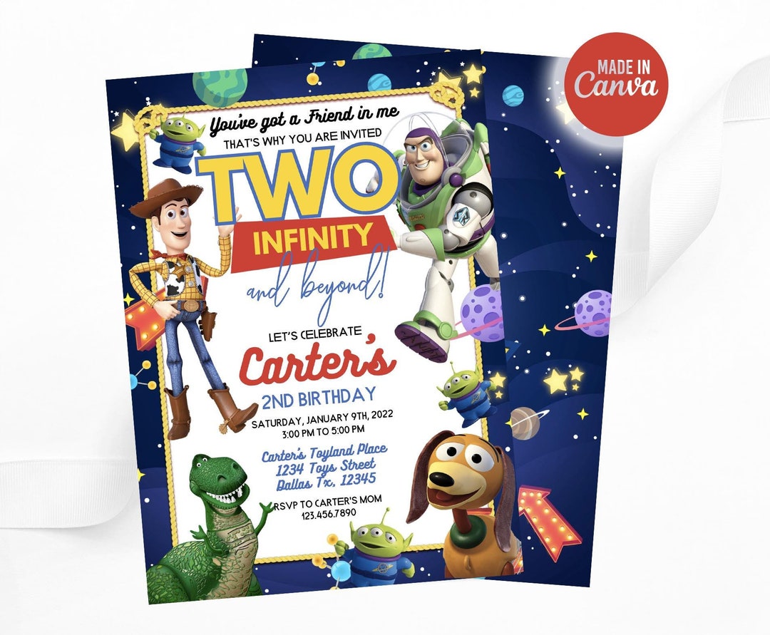 Toy Story Invitation Two Infinity and Beyond Digital Birthday ...