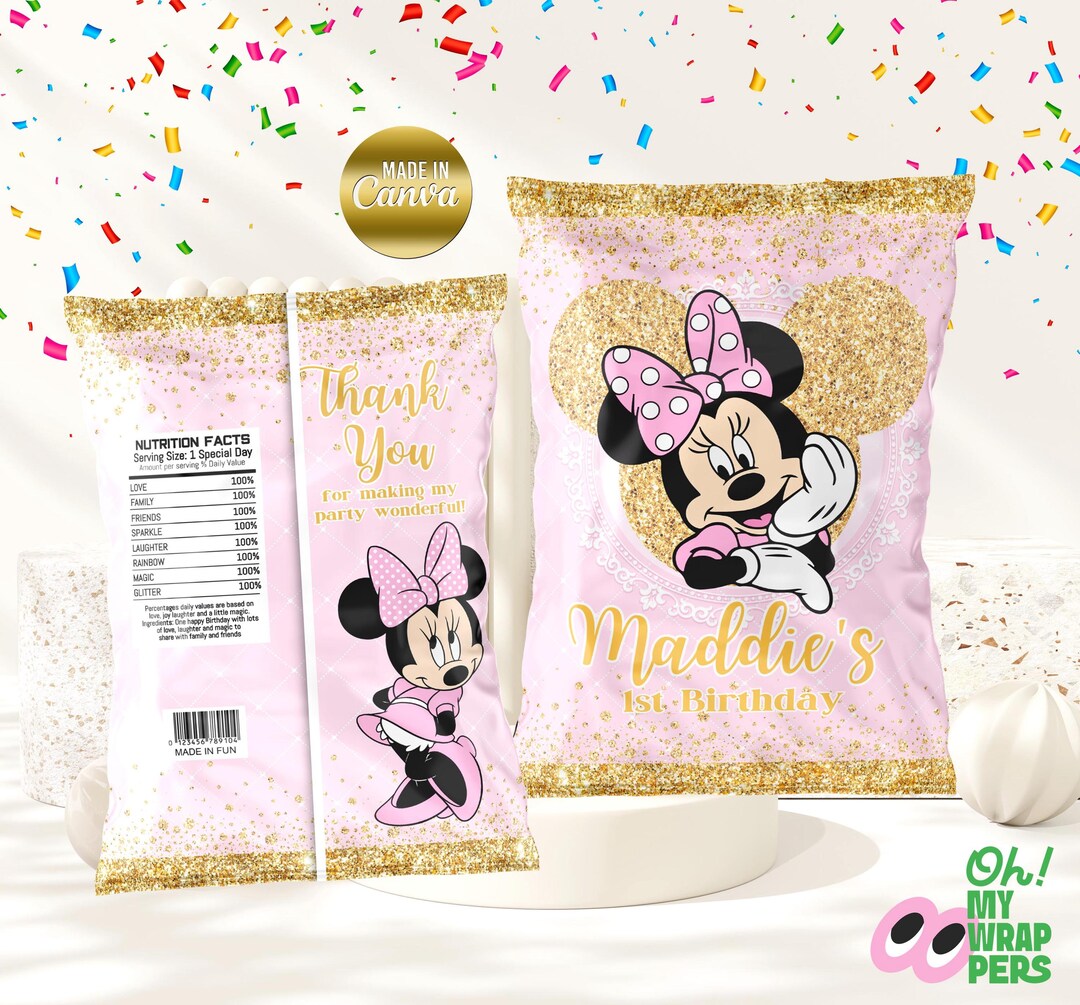 Minnie Gold Kids Chip Bag Label Kids Chip Bag Kids Chip Template Kids ...
