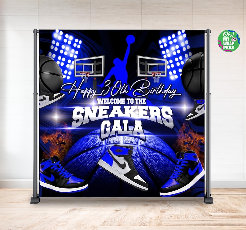 Royal Blue Basketball Sneaker Ball Backdrop, Sneakers Gala Banner, Mens ...