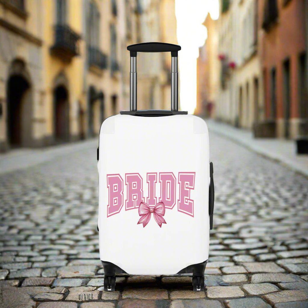 Bride Luggage Cover, With Bow Detail, Wedding Travel Suitcase Protector ...