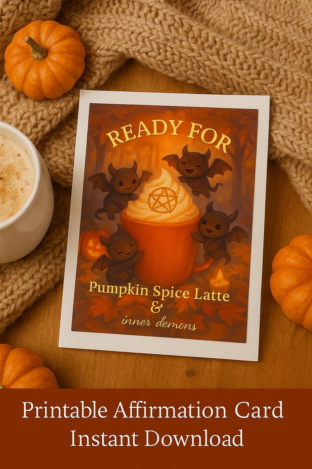 Printable Affirmation Card – Pumpkin Spice Latte Quote – Whimsical ...