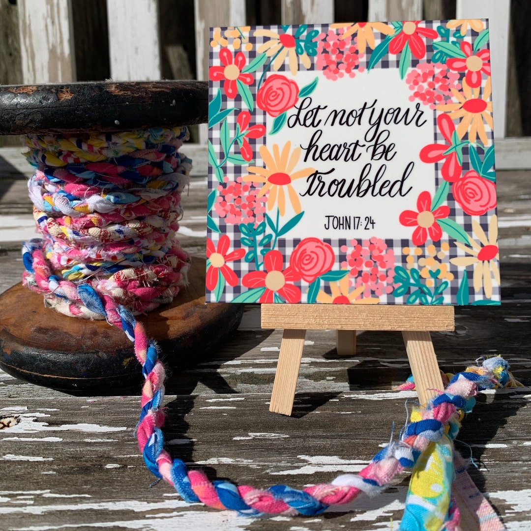 A Word of Encouragement and a Pop of Color Tile and Easel - Etsy