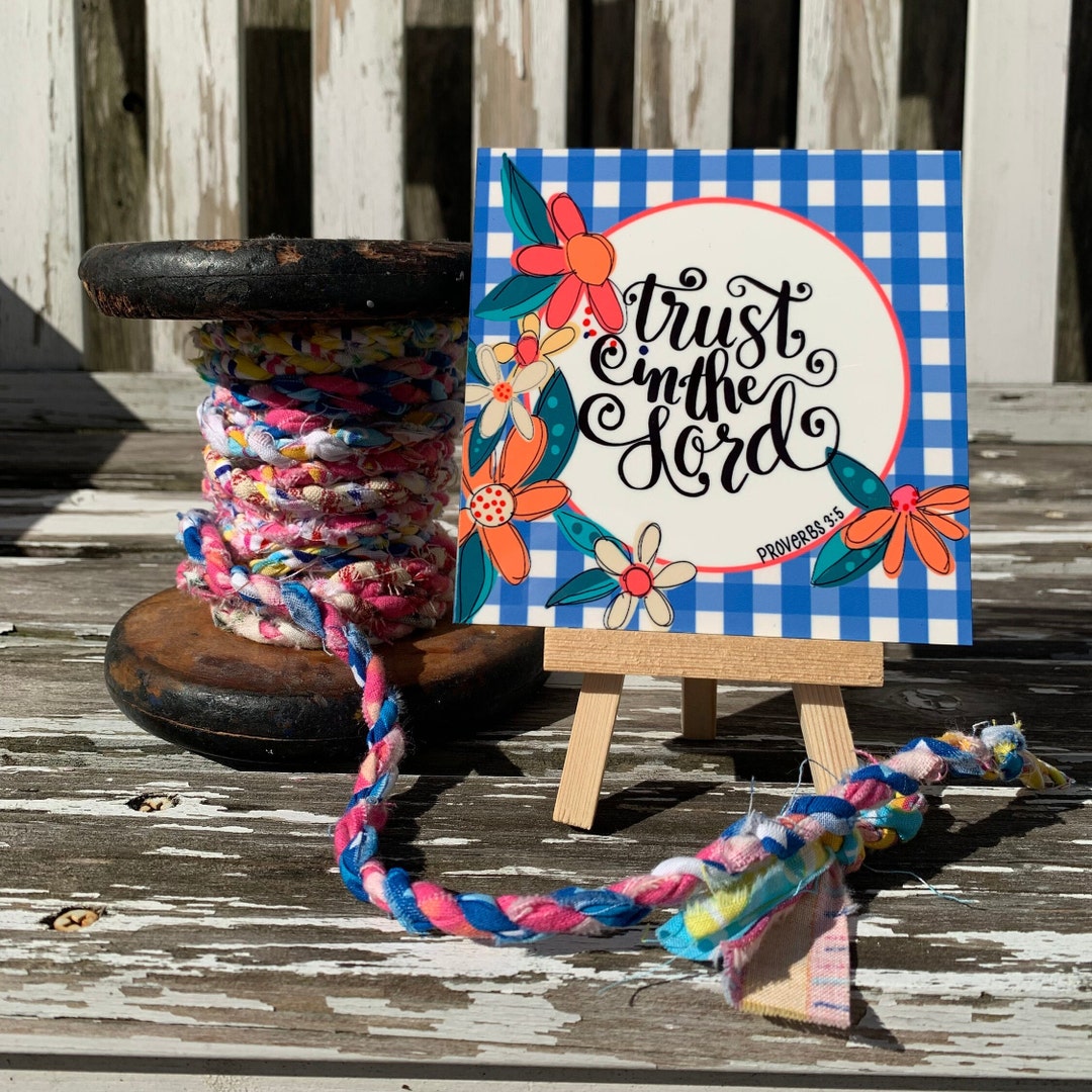 A Word of Encouragement and a Pop of Color - Tile and Easel - Etsy