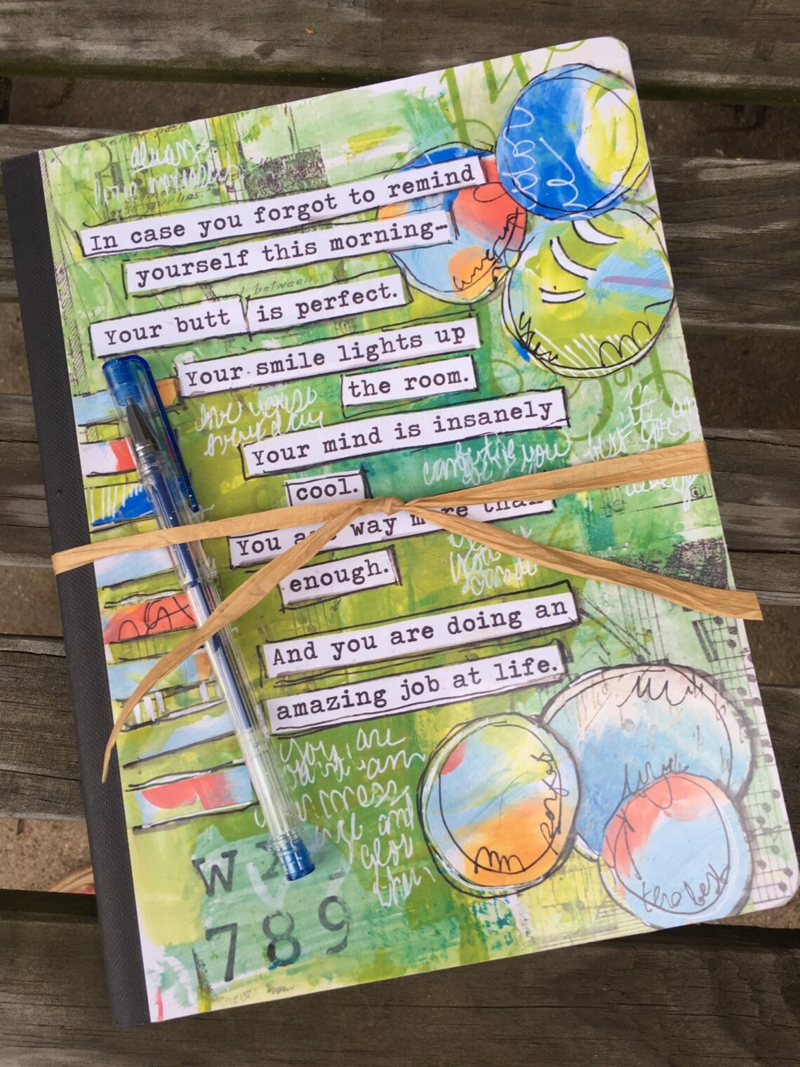 Journal Notebook With Inspirational Quote and Mixed Media Art - Etsy