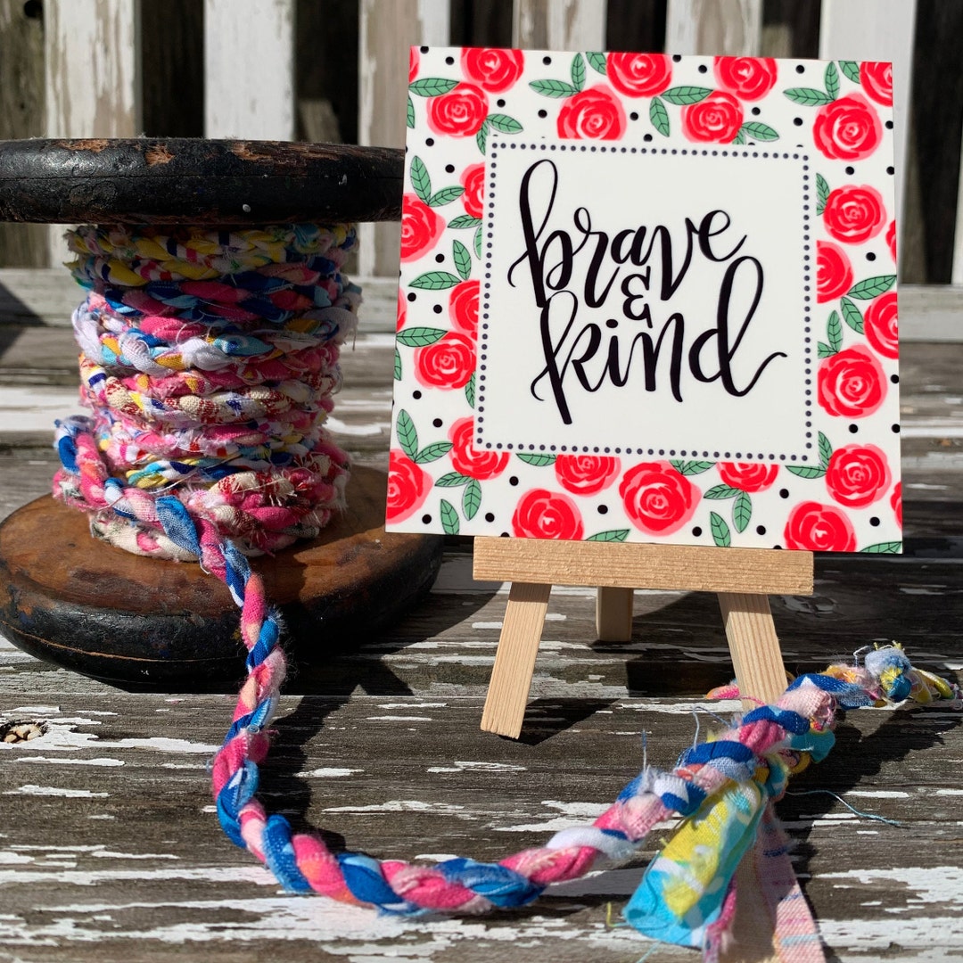 A Word of Encouragement and a Pop of Color - Tile and Easel - Etsy