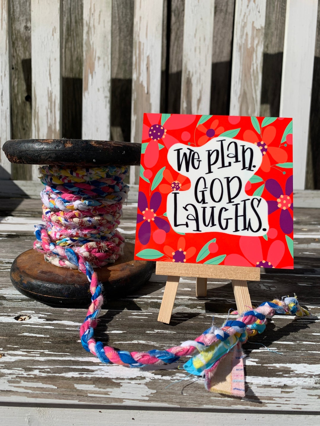 A Word of Encouragement and a Pop of Color - Tile and Easel - Etsy