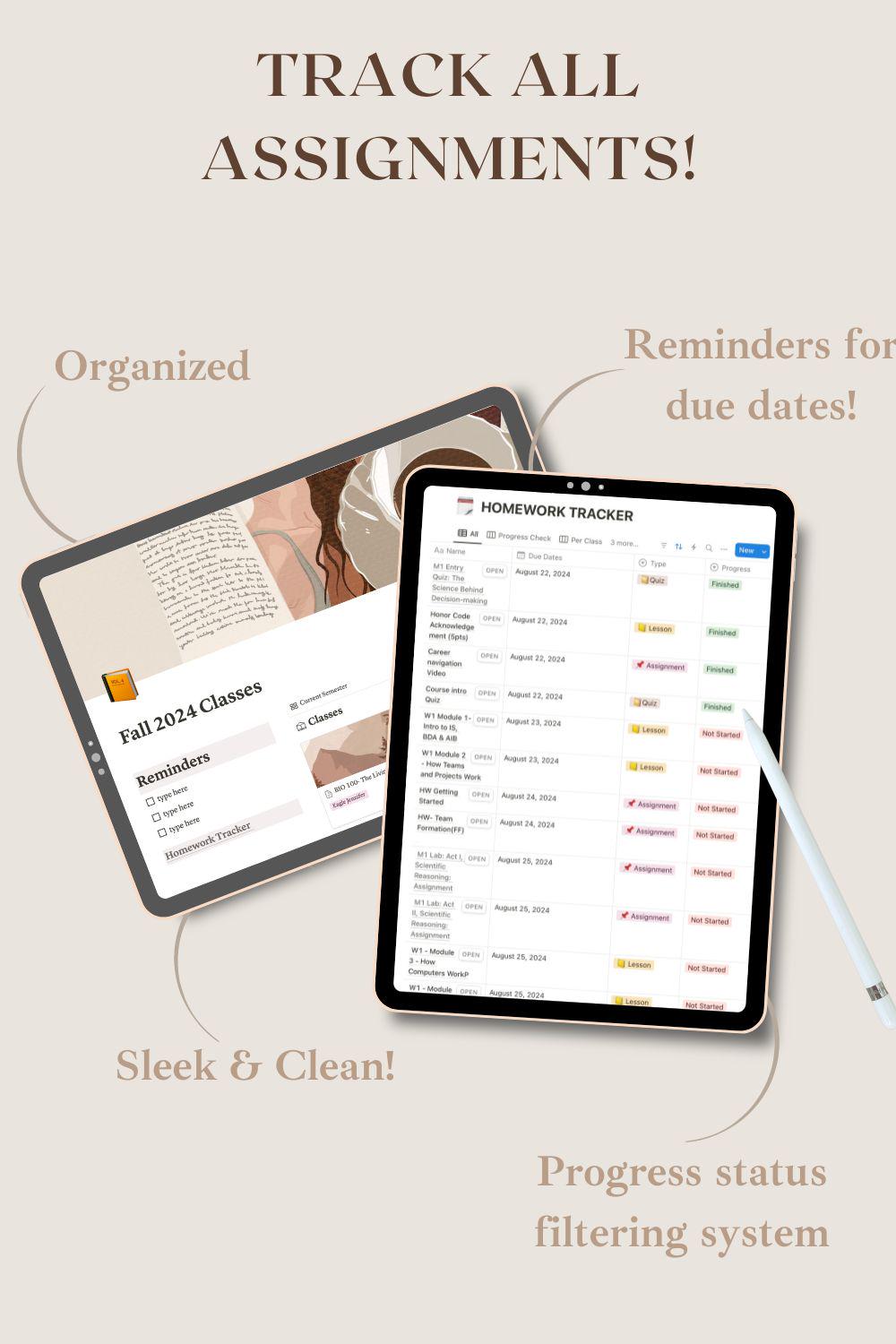 Ultimate Notion Homework Tracker | Digital Study Planner | Customizable ...