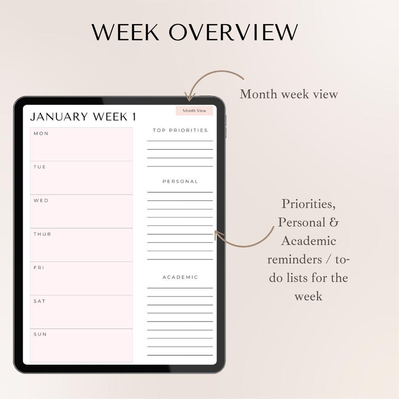 2025 Minimalist Student Digital Planner, Goodnotes iPad Planner ...