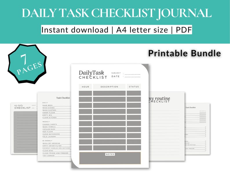 Daily Task Checklist Journal - Etsy