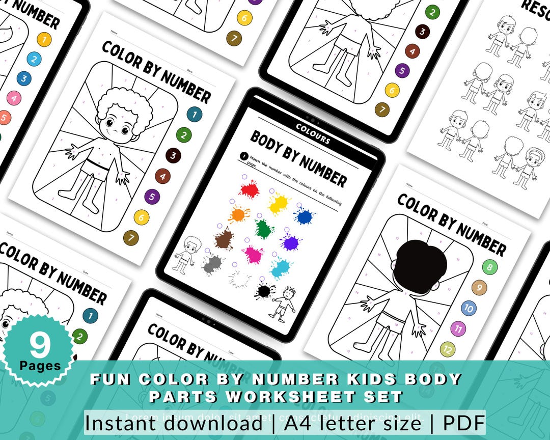 Color by Number Body Parts: Fun Kids' Learning Activity Sheets, Kids ...