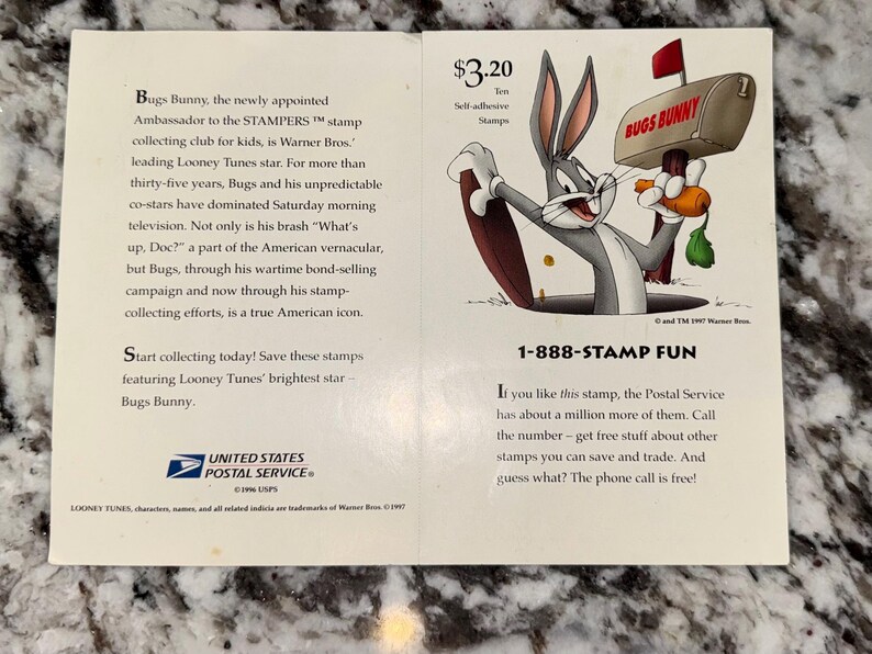 US Scott 3138 Bugs Bunny Error Sheet W/imperforate Stamp Mint Never ...