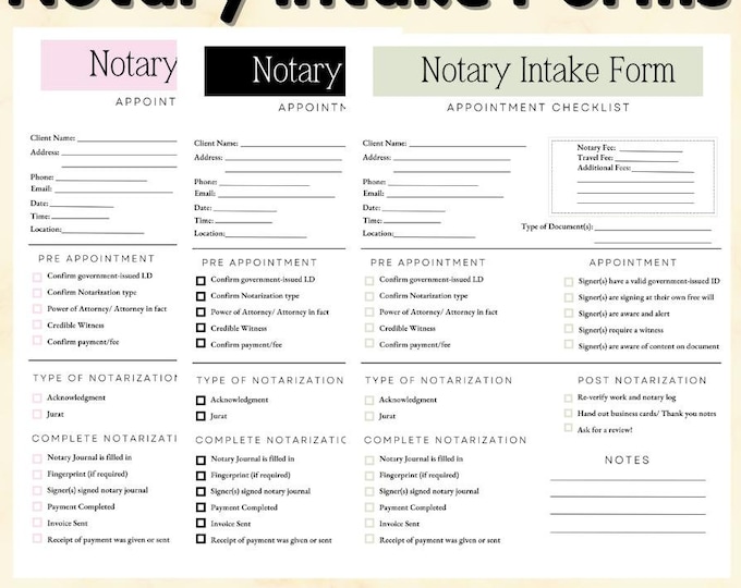 Notary Client Intake Form Signing Agent Notary Forms Appointment ...