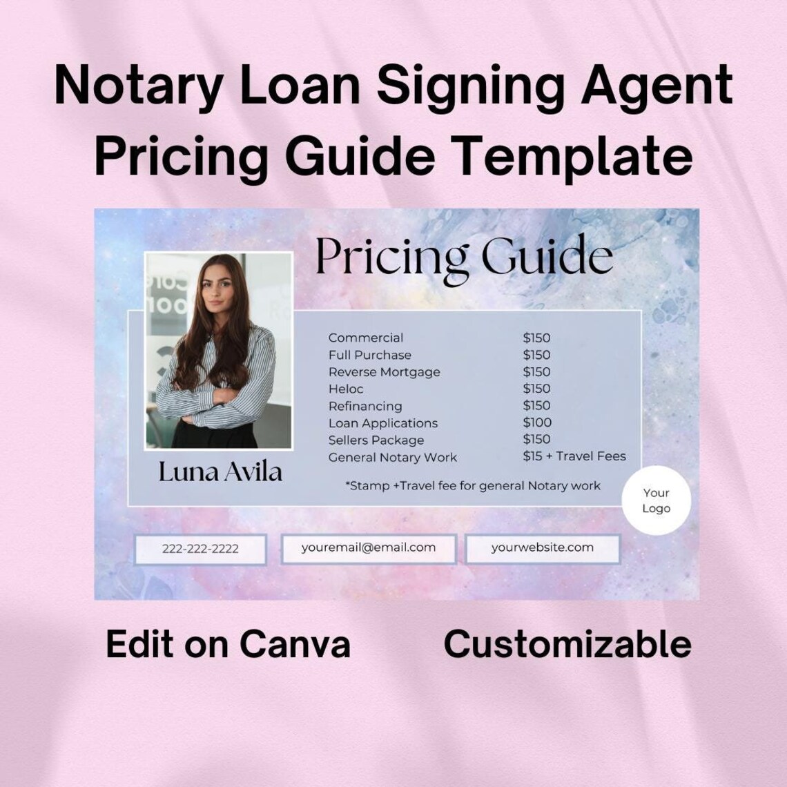 Pricing Guide Template Notary Signing Agent Marketing Notary Business ...