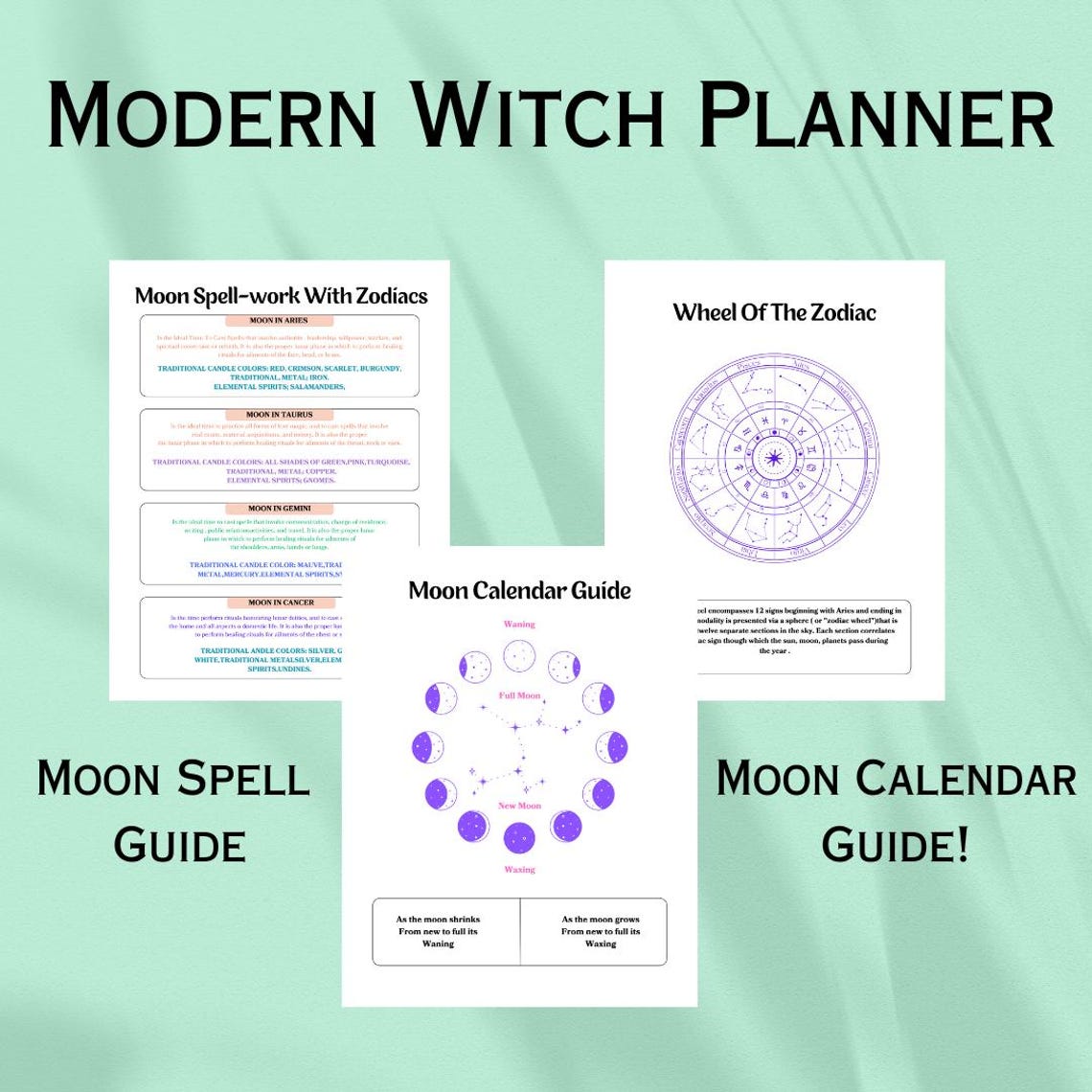 Modern Witch Planner Printable Spell Book Witchy Planner Witchy Journal ...