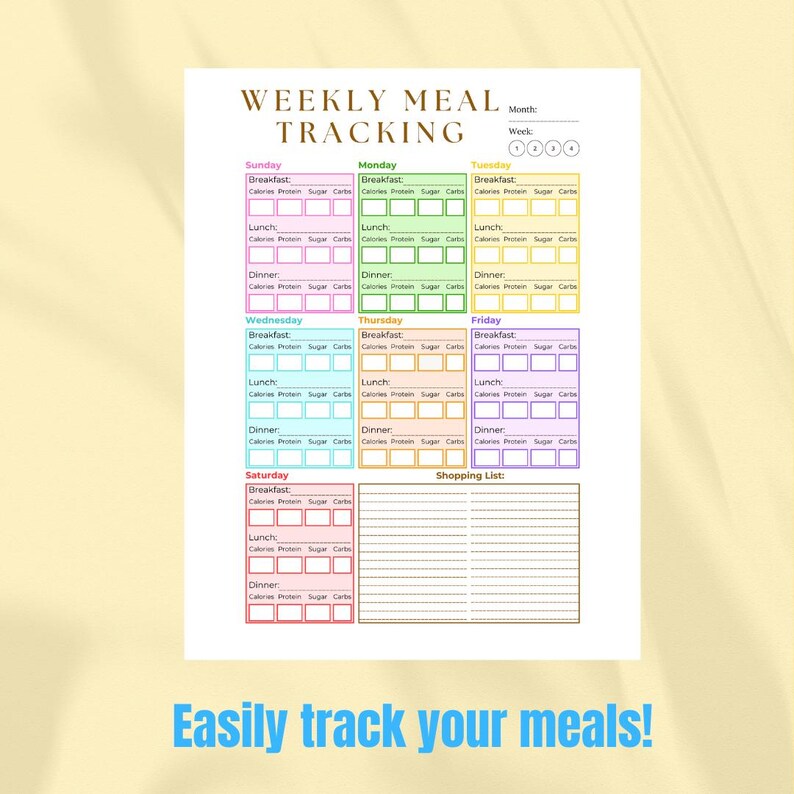 Printable Meal Planner and Tracker Sheets Weekly Menu Daily Weekly ...