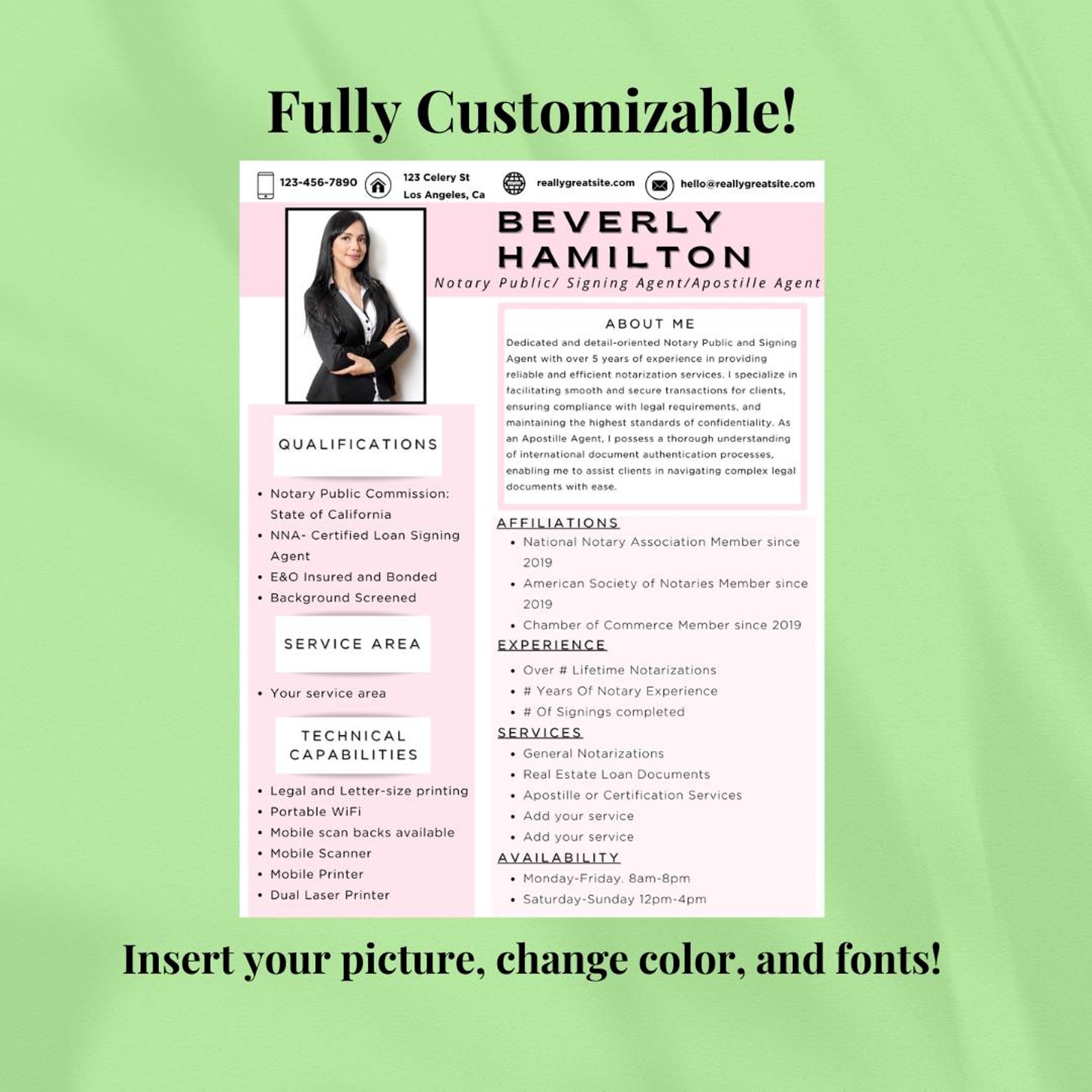 Notary Resume Template for Notary Signing Agent Notary Marketing Loan ...