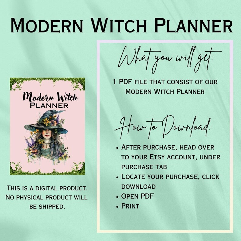 Modern Witch Planner Printable Spell Book Witchy Planner Witchy Journal ...