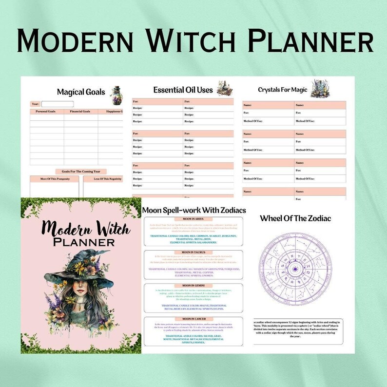Modern Witch Planner Printable Spell Book Witchy Planner Witchy Journal ...