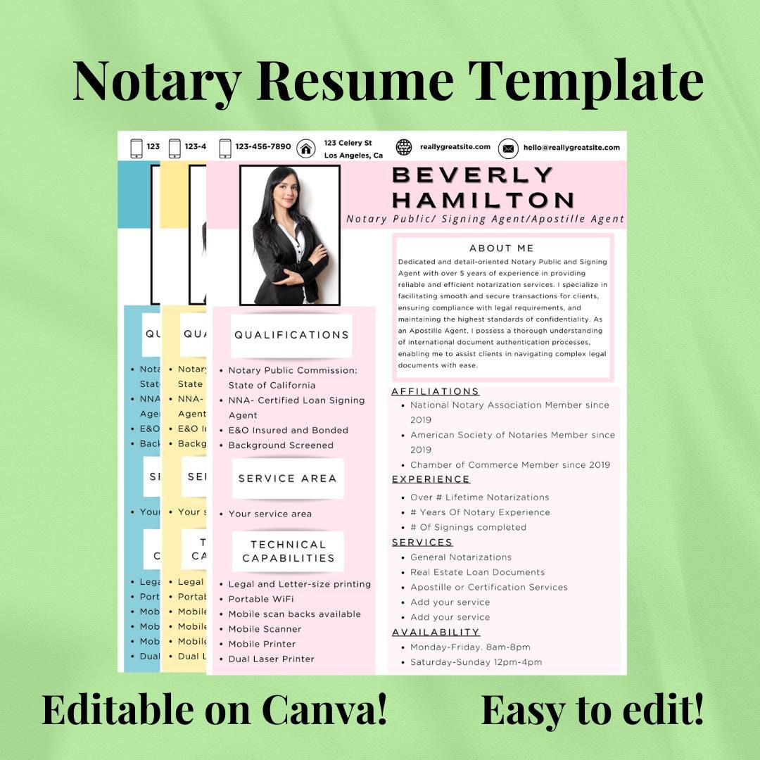 Notary Resume Template for Notary Signing Agent Notary Marketing Loan ...