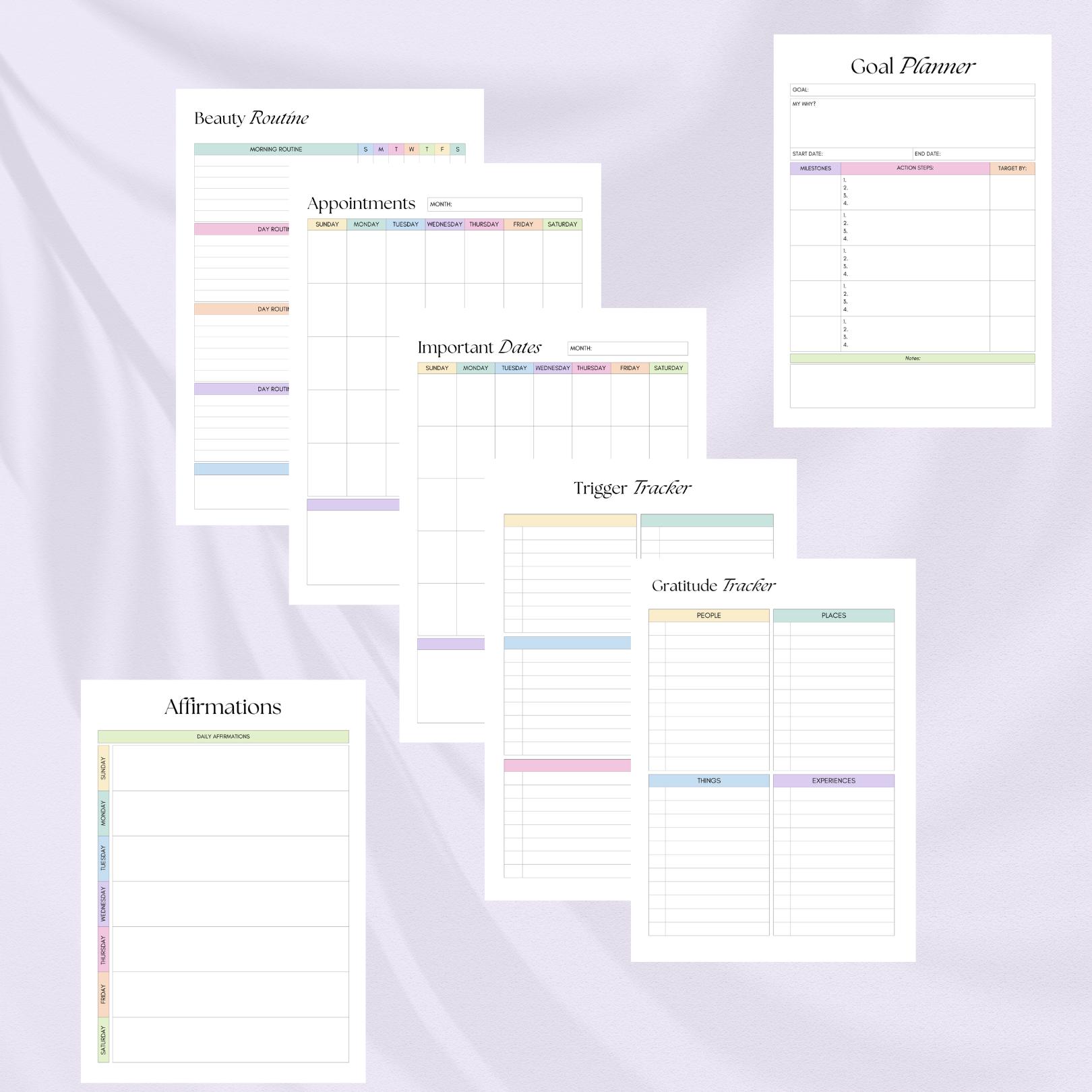 Printable Self-care Planner Template Editable Customizable Self Love ...