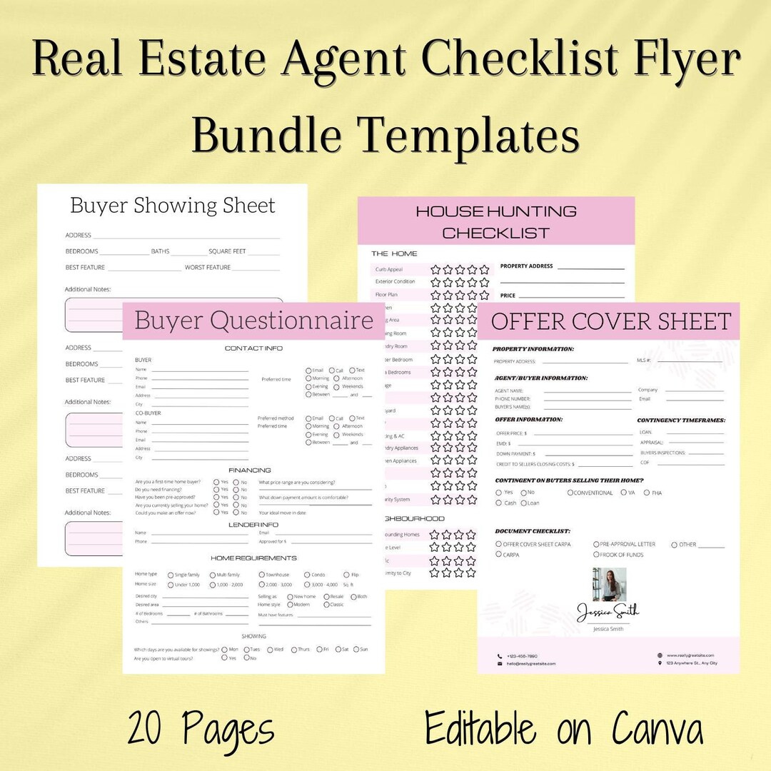 Real Estate Agent Flyer Checklist Bundle Seller Marketing Prep ...