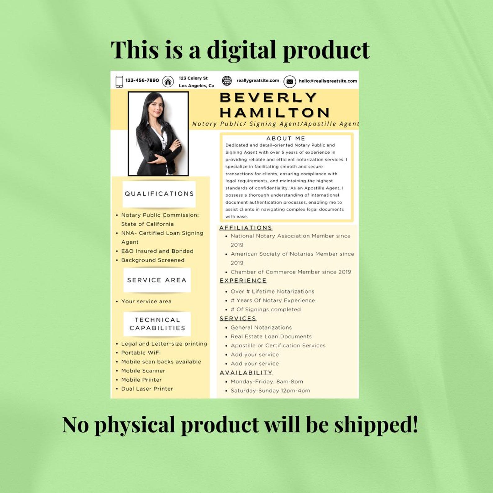 Notary Resume Template for Notary Signing Agent Notary Marketing Loan ...