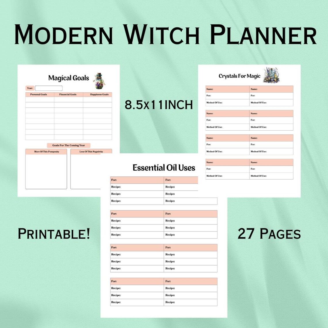 Modern Witch Planner Printable Spell Book Witchy Planner Witchy Journal ...