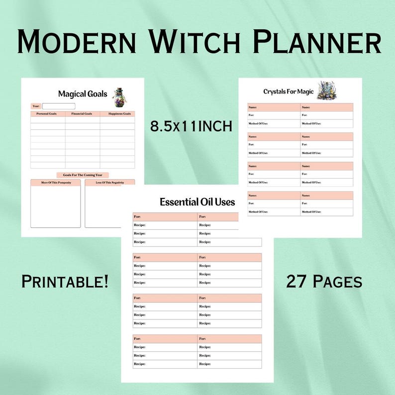 Modern Witch Planner Printable Spell Book Witchy Planner Witchy Journal ...
